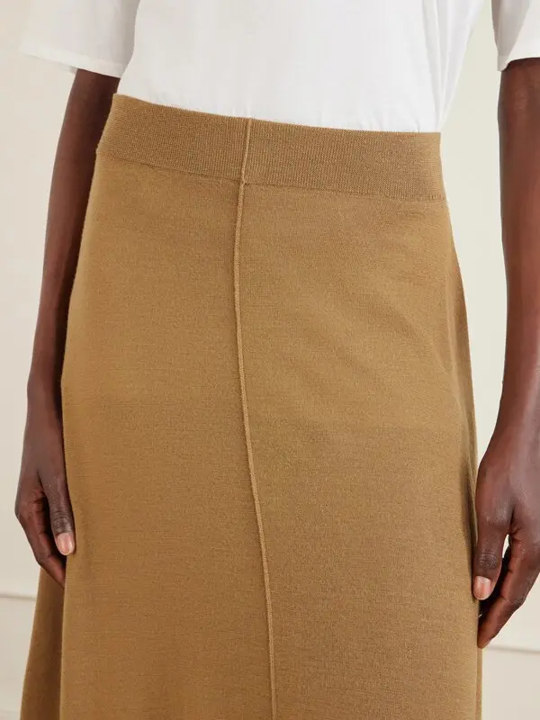 TWP Merino Wool And Silk-blend Handkerchief Hem Midi Skirt