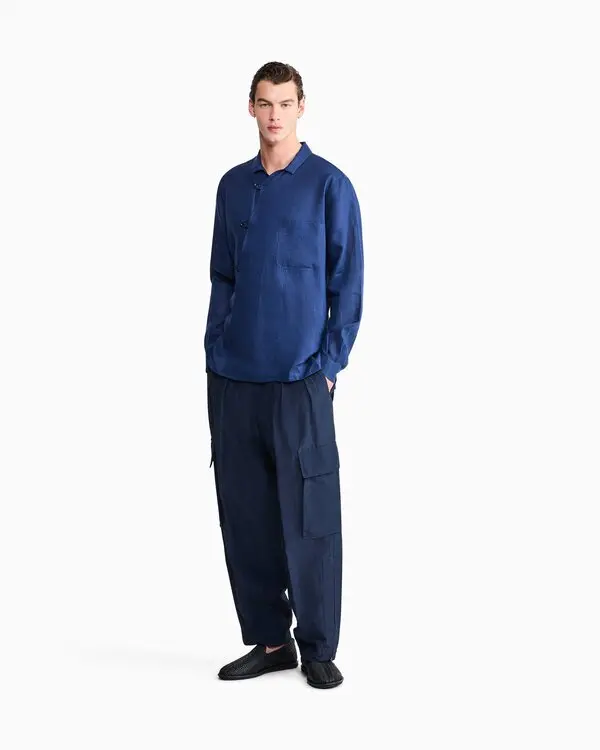 Giorgio Armani Linen Shirt With Asymmetric Closure