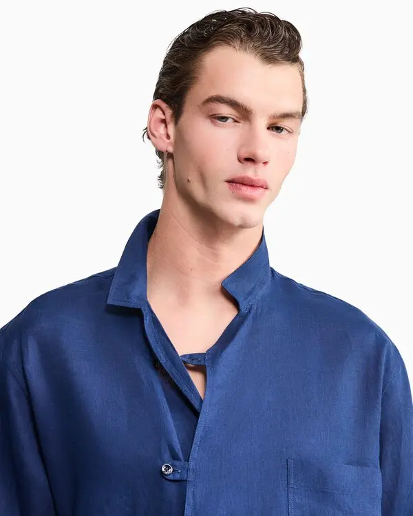 Giorgio Armani Linen Shirt With Asymmetric Closure