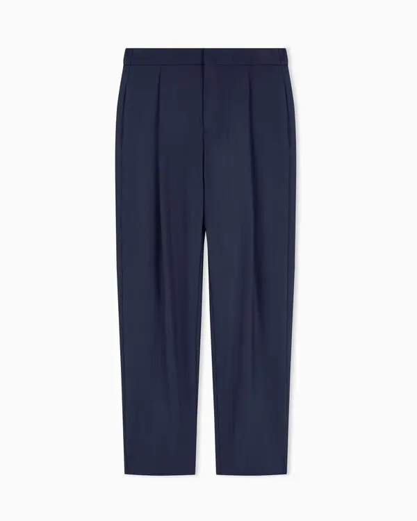 Giorgio Armani Wool And Cashmere Chevron Trousers - Blue