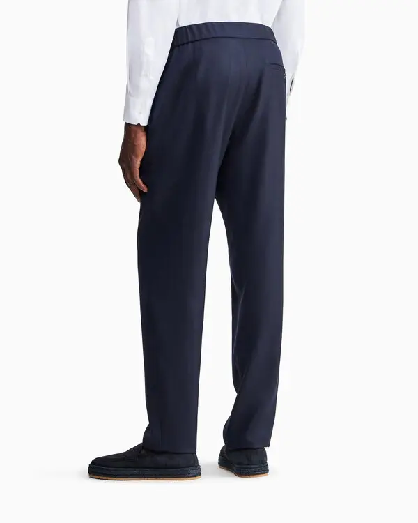 Giorgio Armani Wool And Cashmere Chevron Trousers - Blue