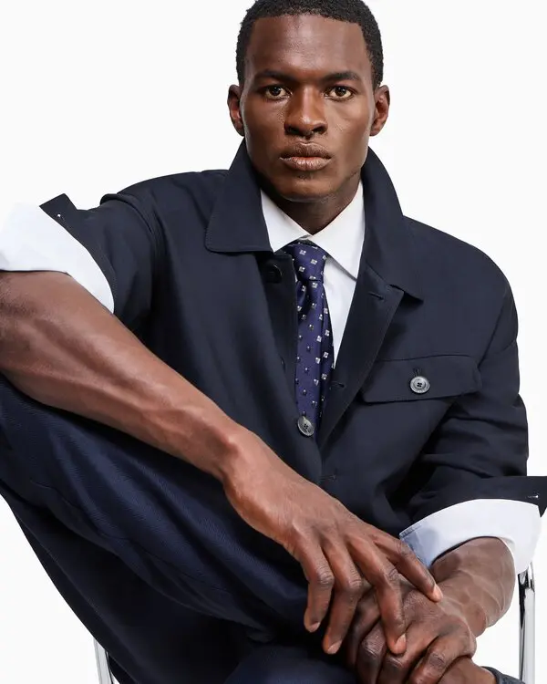 Giorgio Armani Wool And Cashmere Chevron Trousers - Blue