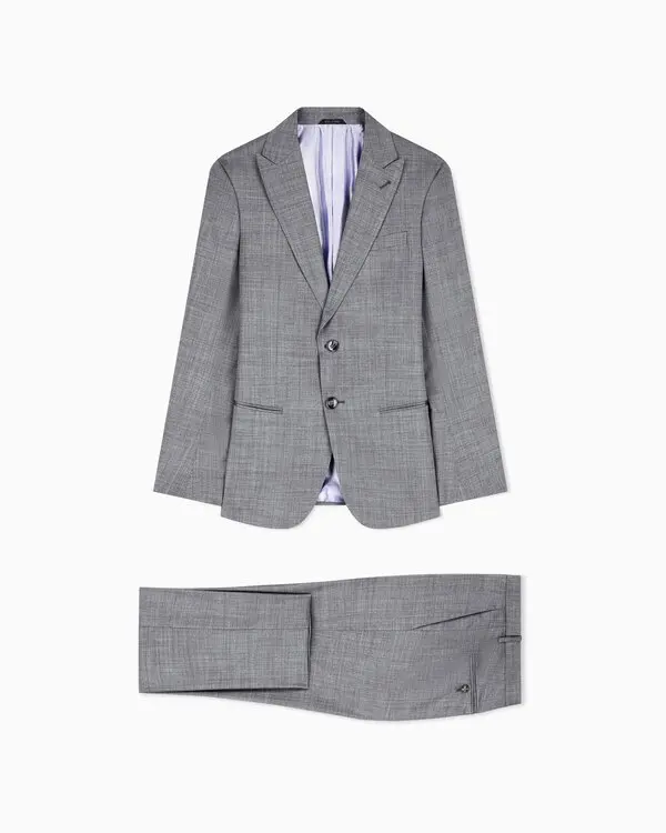 Giorgio Armani Soho Line Single-breasted Suit In Wool And Silk - Black