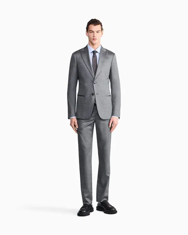 Giorgio Armani Soho Line Single-breasted Suit In Wool And Silk - Black