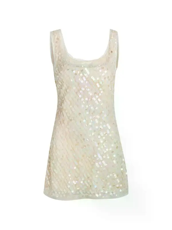 LoveShackFancy Calise Sequin-embellished Mini Dress - Neutrals