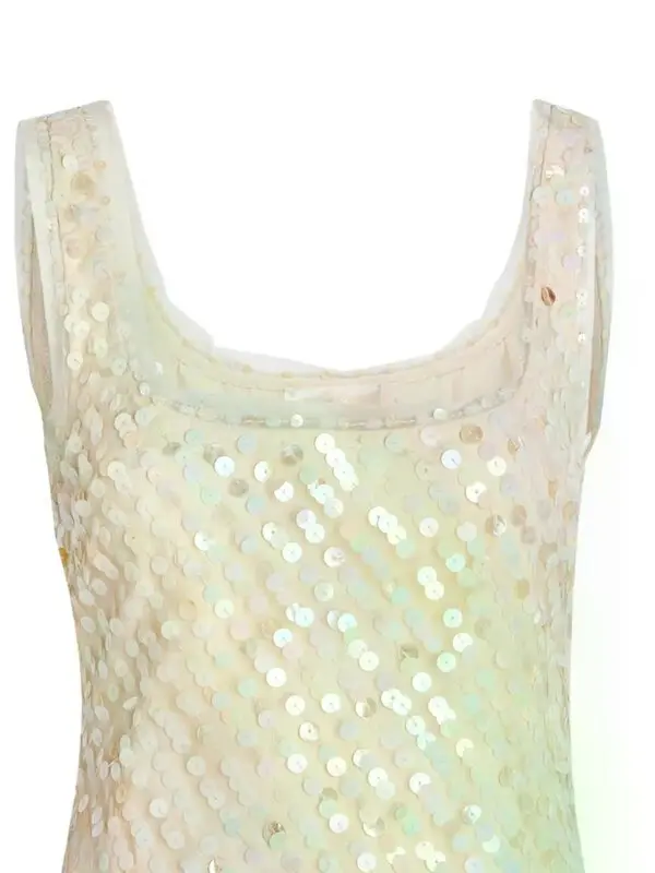 LoveShackFancy Calise Sequin-embellished Mini Dress - Neutrals