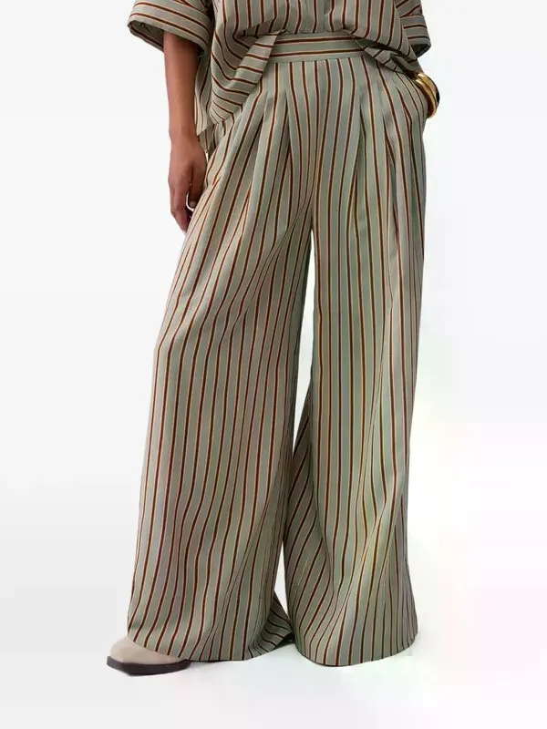 Liu Jo Striped Wide Leg Trousers - Green