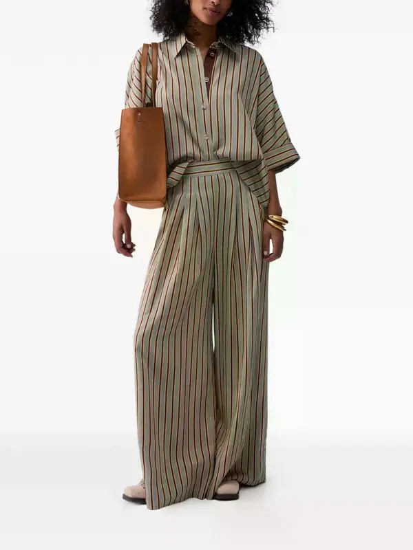 Liu Jo Striped Wide Leg Trousers - Green