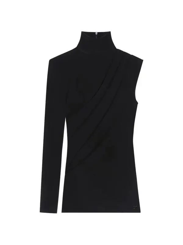 COURREGES Single-sleeved Draped Top - Black