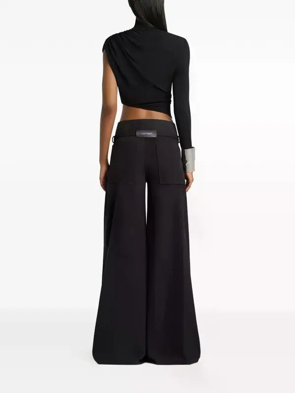 COURREGES Asymmetrical-sleeve Cropped Top - Black