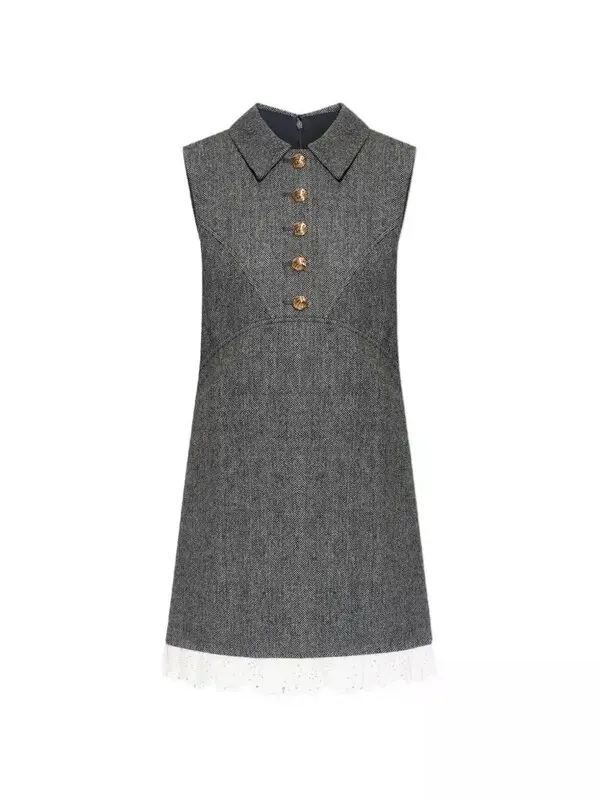 SELF-PORTRAIT Lace-trim Herringbone Mini Dress
