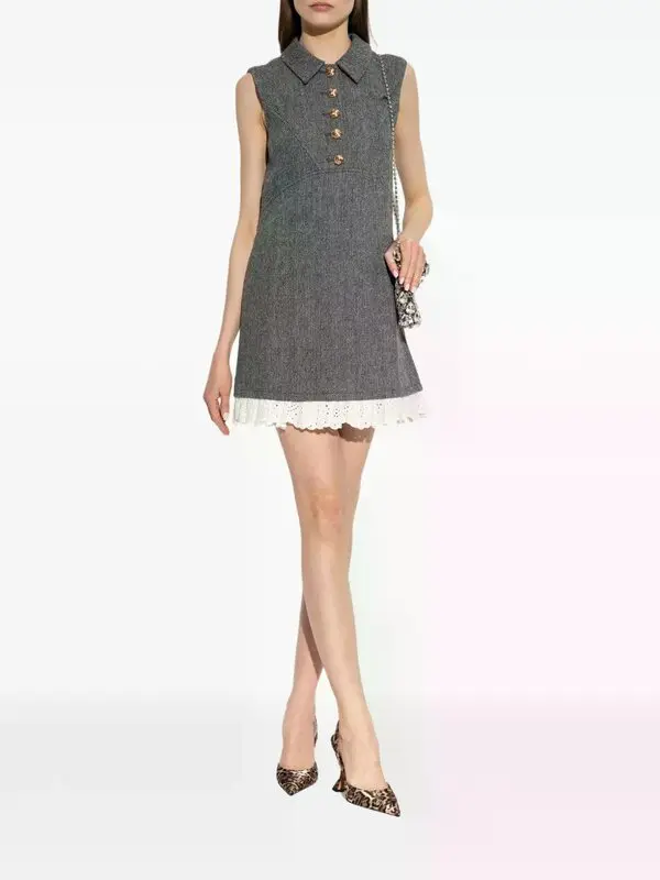 SELF-PORTRAIT Lace-trim Herringbone Mini Dress