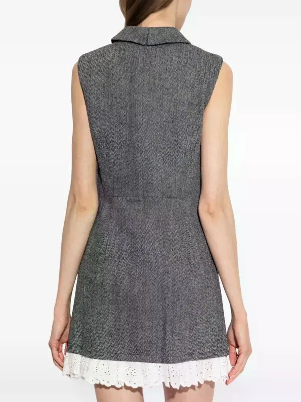 SELF-PORTRAIT Lace-trim Herringbone Mini Dress