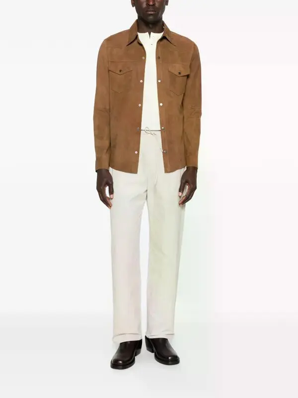 ERALDO Flap-pocket Suede Shirt - Brown