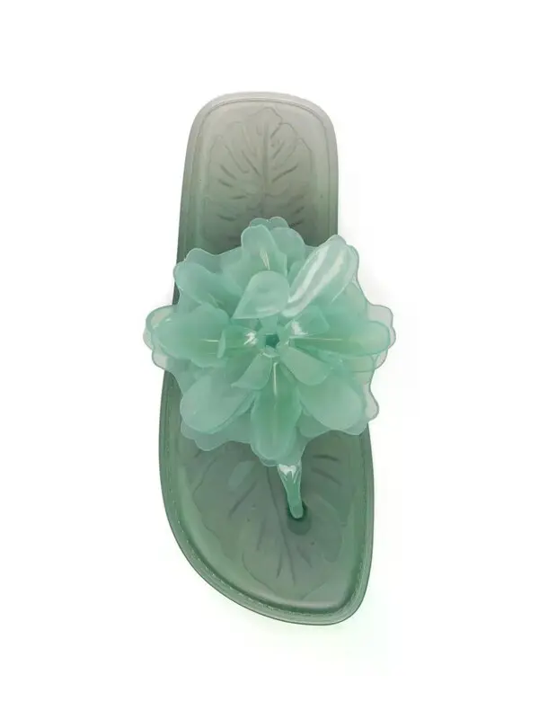 Farm Rio Floral-embellished Flip Flops - Green