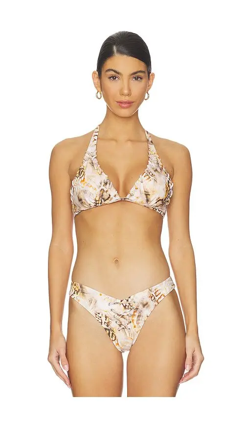 AFRM Mykonos Grommet Bikini Top - Ember Swirl Shell