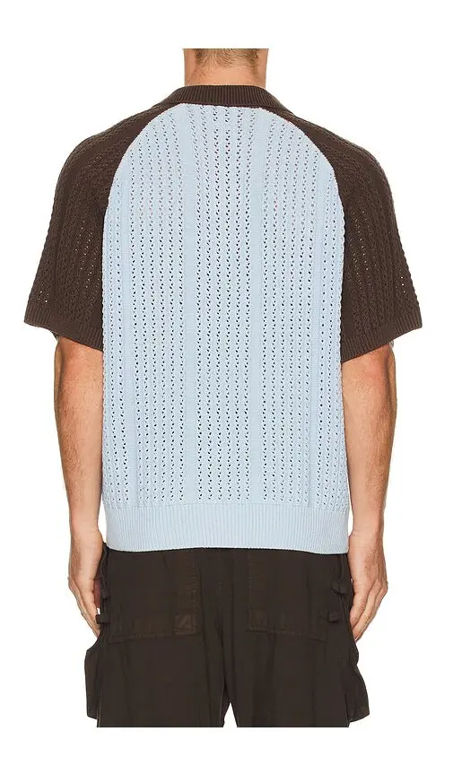 Obey Abel Knitted Polo In Blue,brown
