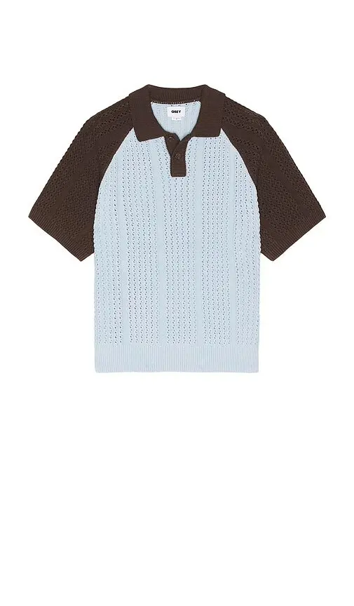 Obey Abel Knitted Polo In Blue,brown