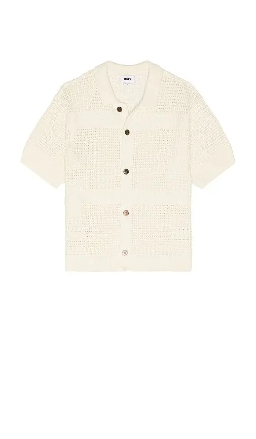 Obey Zach Knitted Shirt In Cream - Unbleached