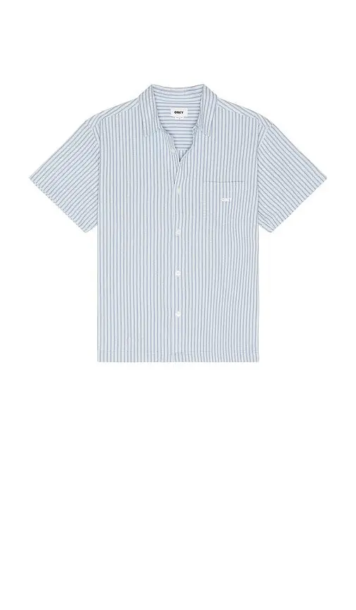 Obey Alan Woven Shirt In Baby Blue