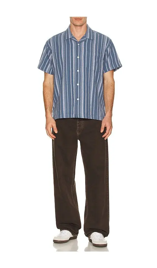 Obey Hugh Woven Shirt In Blue