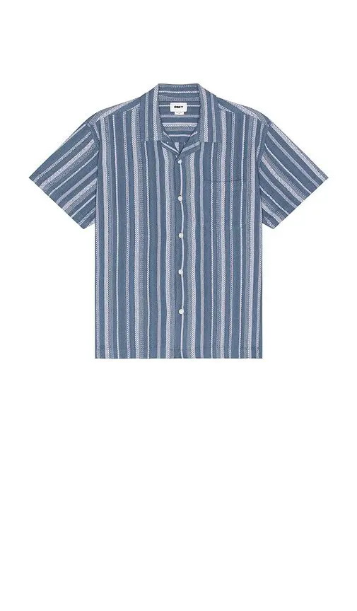 Obey Hugh Woven Shirt In Blue