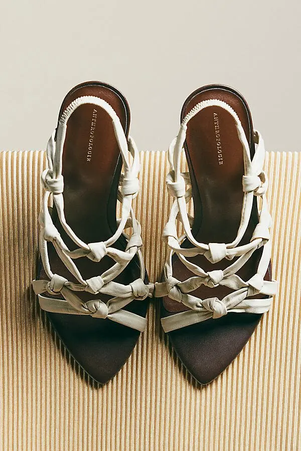 Anthropologie Caged Pointed-toe Heeled Sandals - Cream
