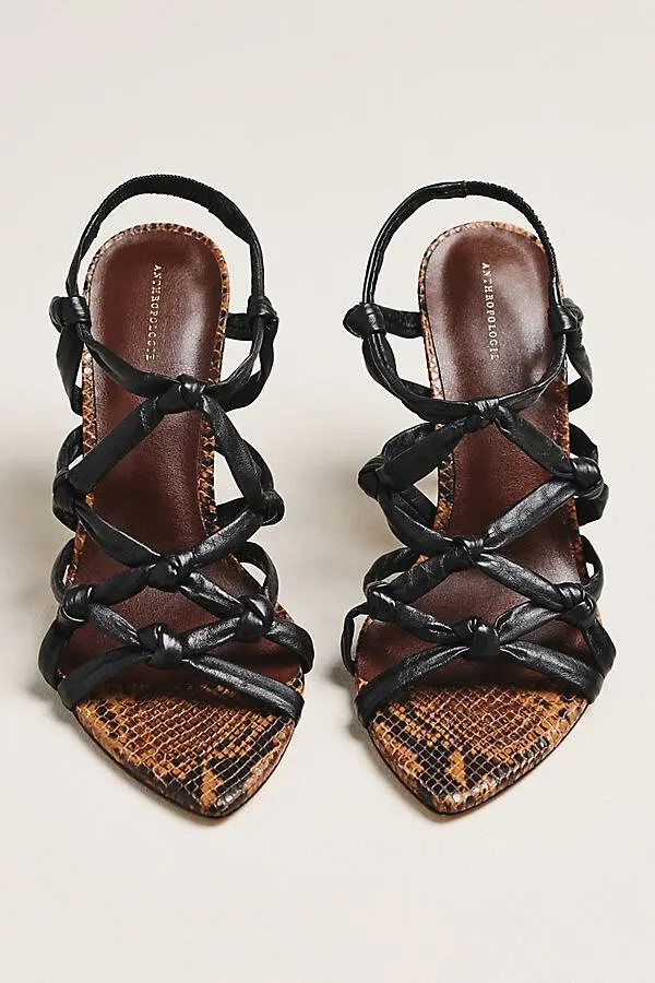 Anthropologie Caged Pointed-toe Heeled Sandals - Snake