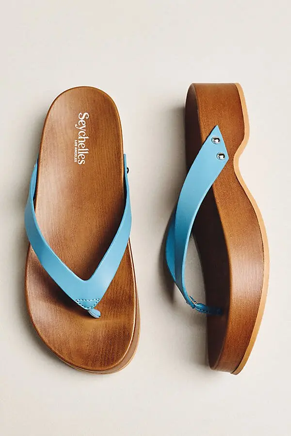 Seychelles Platform Thong Sandals - Light Blue