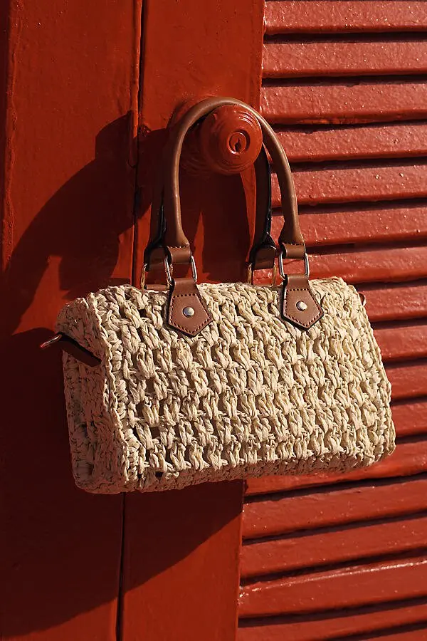 Anthropologie Berrie Mini Raffia Hand Bag - Natural