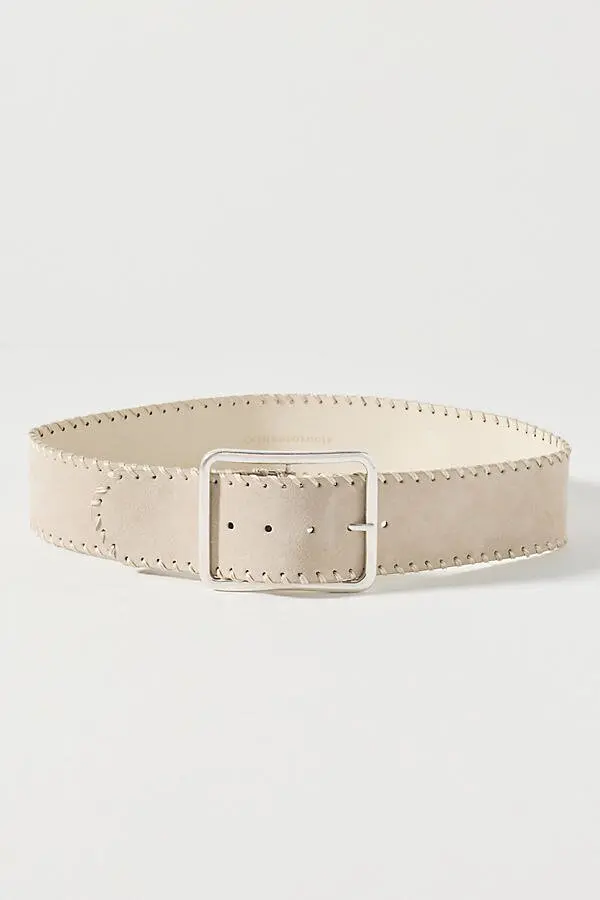Anthropologie Low Slung Whipstitch Belt - Cream