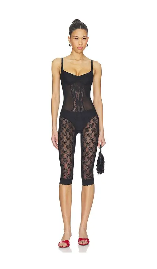 Attico Lace Overall Catsuit - Black