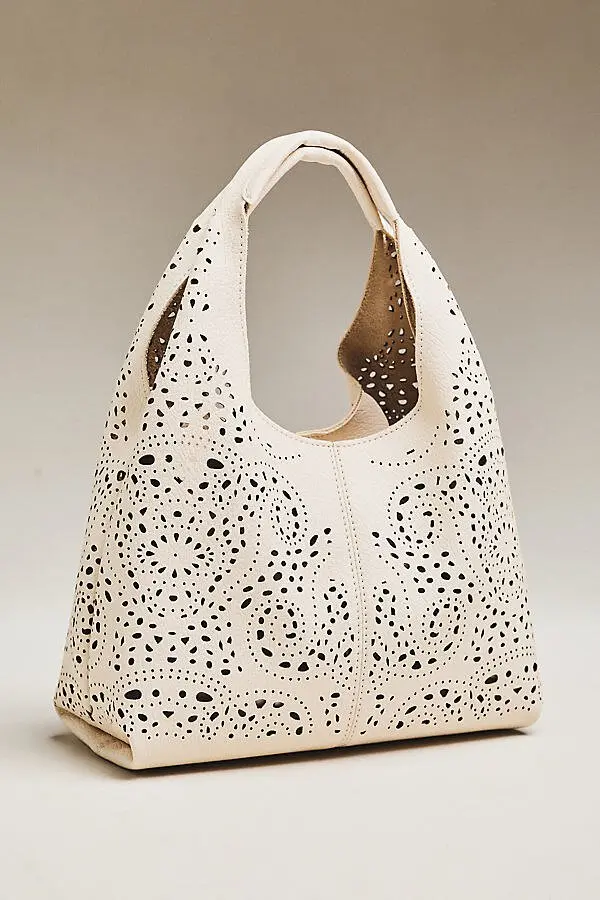 MELIE BIANCO Perforated Mini Hand Bag - Bone