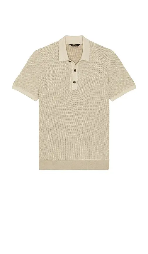 RHONE Mercer Knit Polo In Brown - Bone