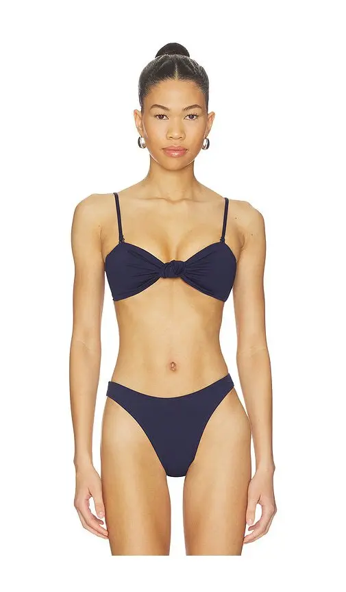 Good American Matte Twist Bandeau Bikini Top - Horizon Ink