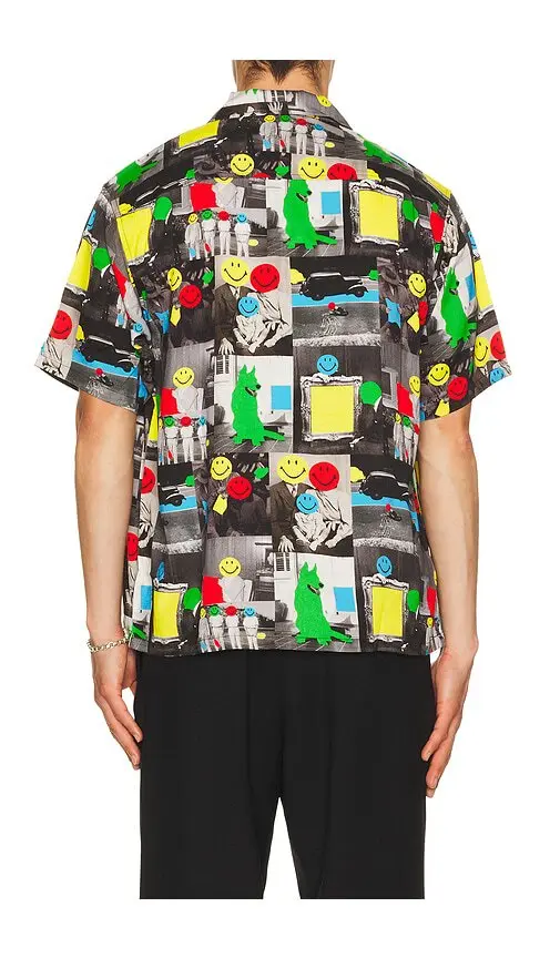 MARKET Smiley Collage Woven Shirt In Black - Multi