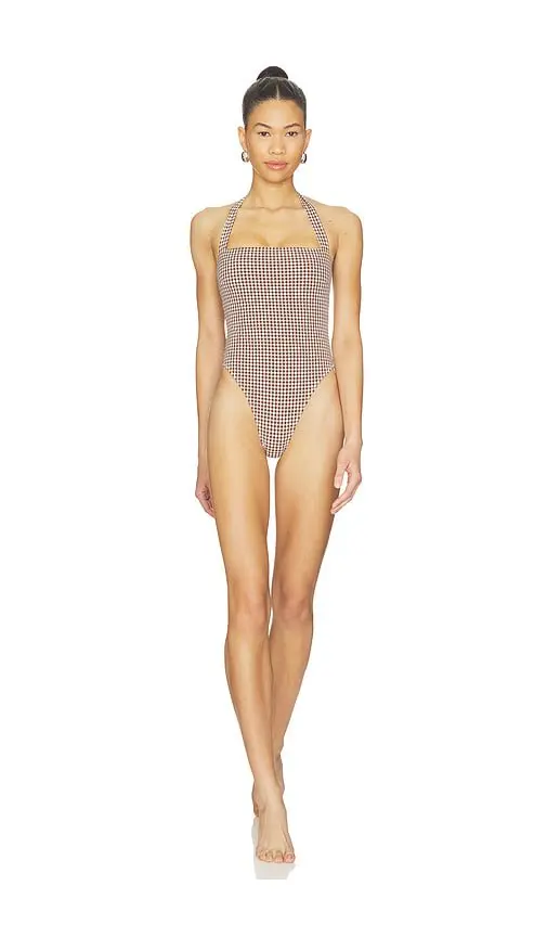 Tularosa Brigitte One Piece - Brown & White Gingham