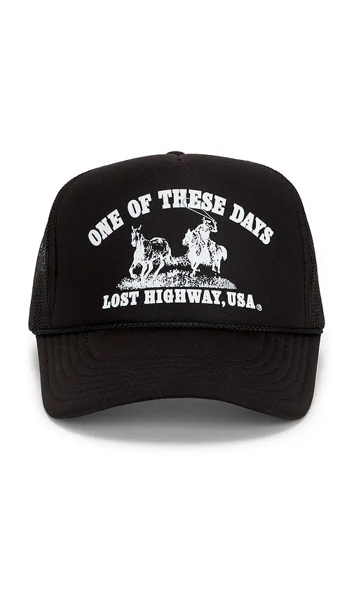 ONE OF THESE DAYS Lost Highway Trucker Hat - Black