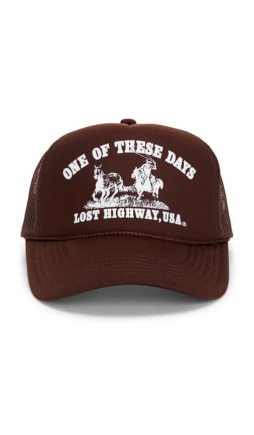 ONE OF THESE DAYS Lost Highway Trucker Cap - Brown