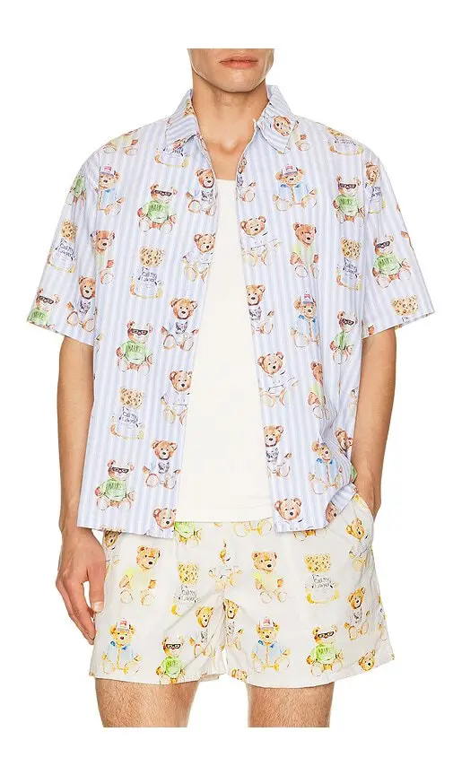 MARKET Teddy Striped Woven Shirt In Blue - Multi