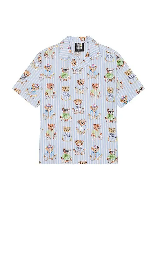 MARKET Teddy Striped Woven Shirt In Blue - Multi