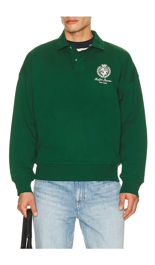 Polo Ralph Lauren Fleece New York Graphic Polo In Green - New Forest