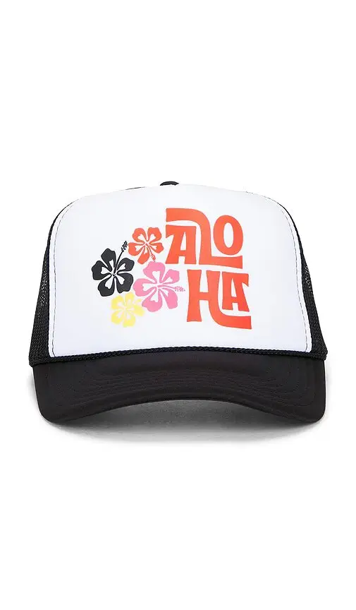 FRIDAY FEELIN Aloha Floral Trucker Hat - Black
