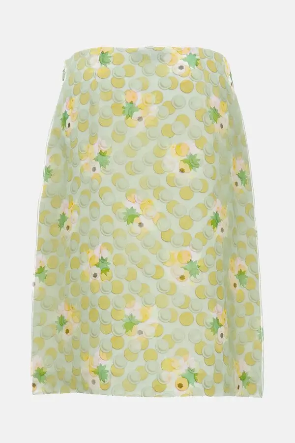 Fendi Midi Organza Skirt - Green