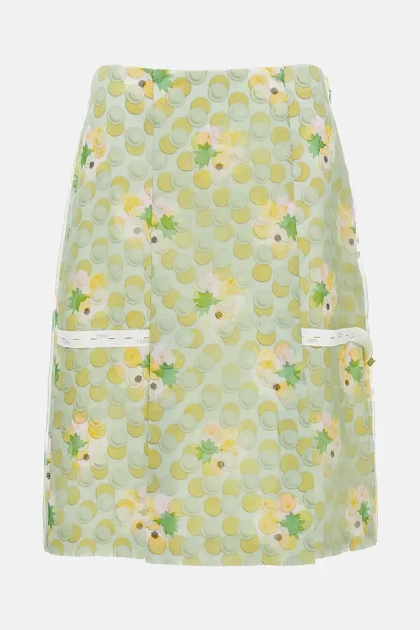 Fendi Midi Organza Skirt - Verde