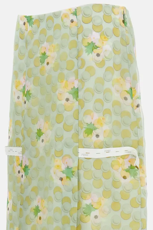 Fendi Midi Organza Skirt - Verde