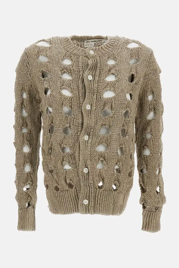 Comme Des Garçons Short Openwork Cardigan - Beige