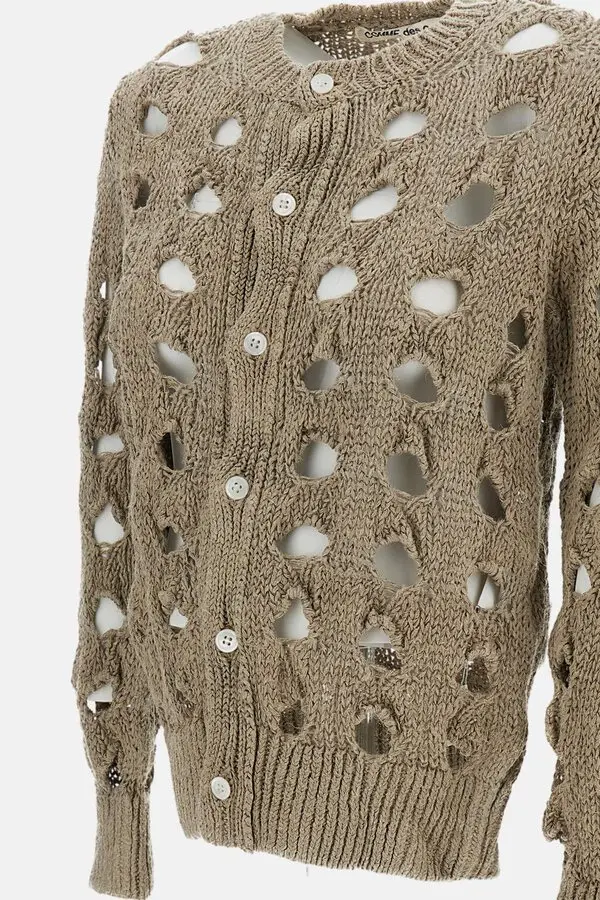 Comme Des Garçons Short Openwork Cardigan - Beige