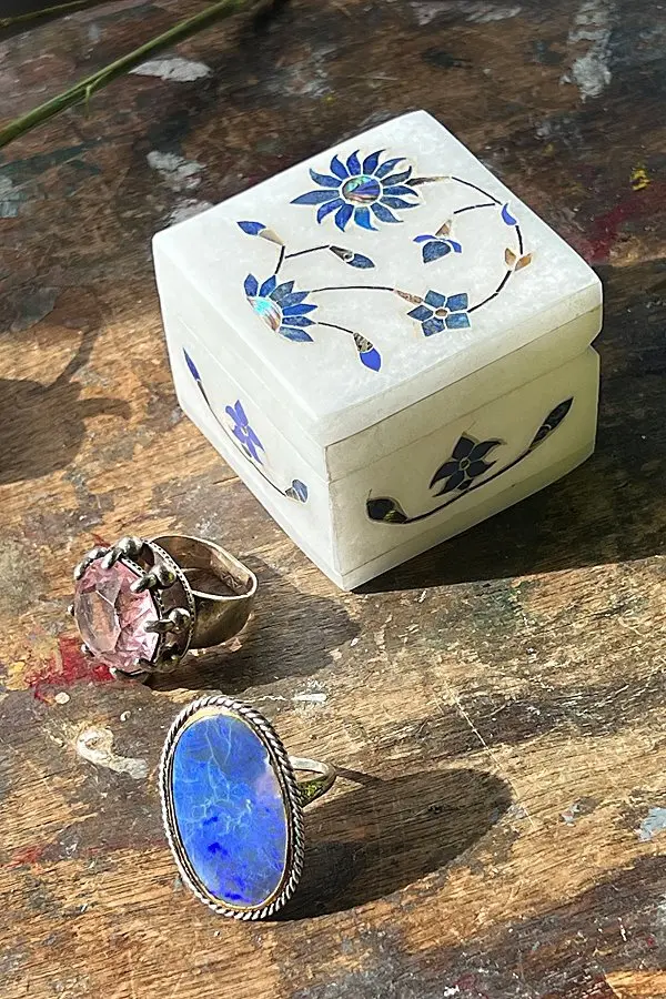 ANNA CORINNA Marble Inlaid Ring Box - Lapis