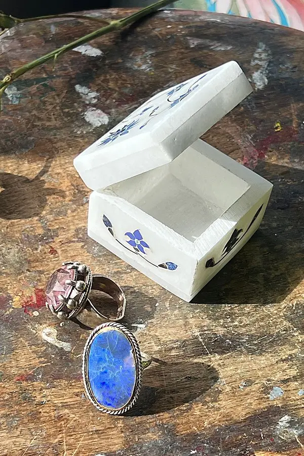 ANNA CORINNA Marble Inlaid Ring Box - Lapis
